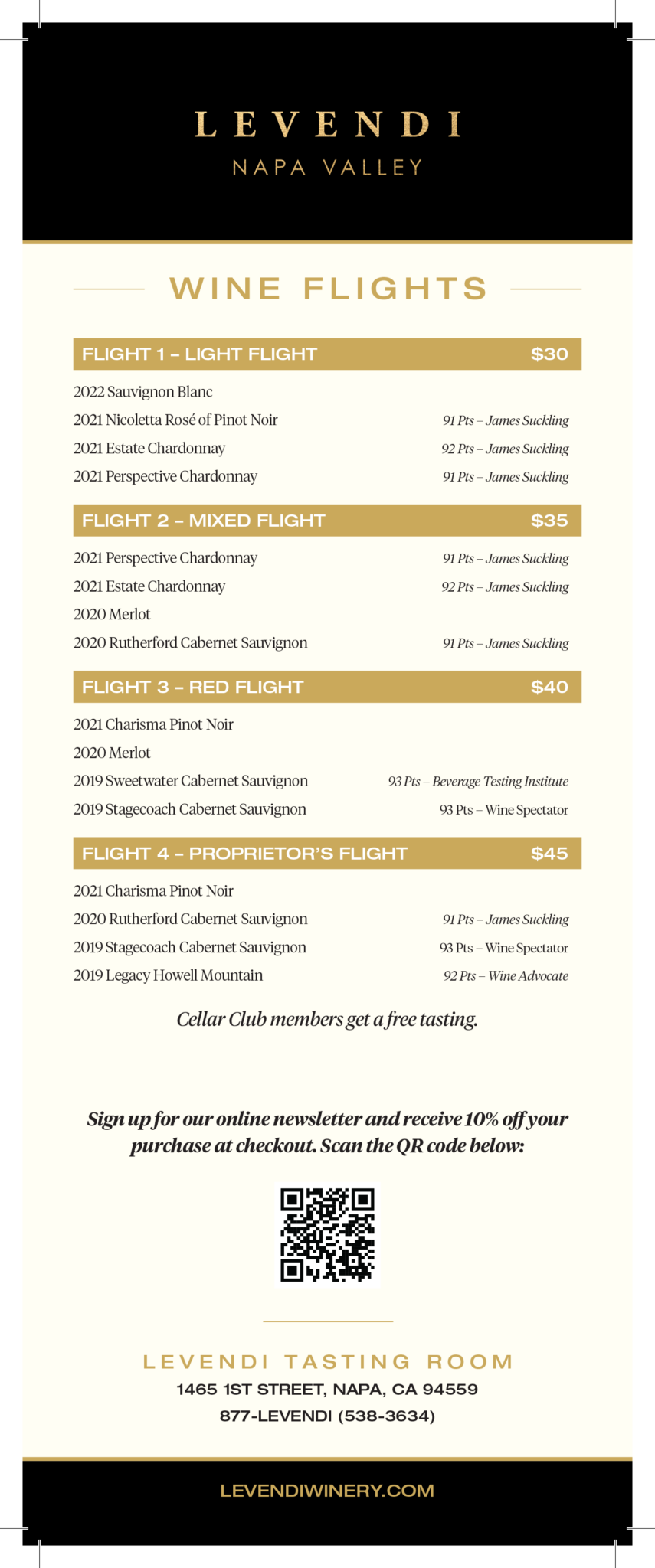 Wine Menus - Levendi Winery