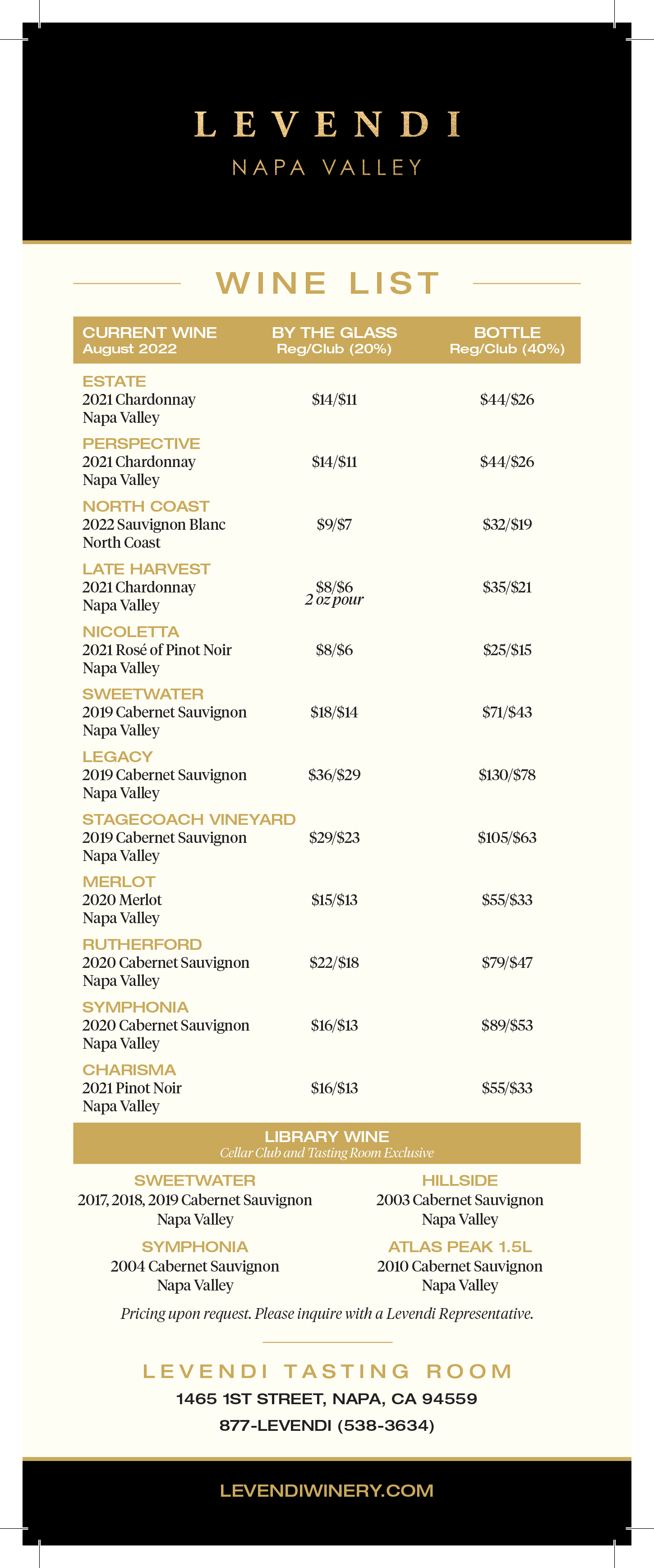 Wine Experience Menu at Douglas Wilder blog