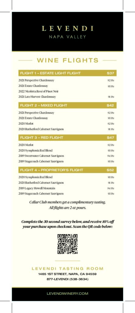 Wine Menus - Levendi Winery